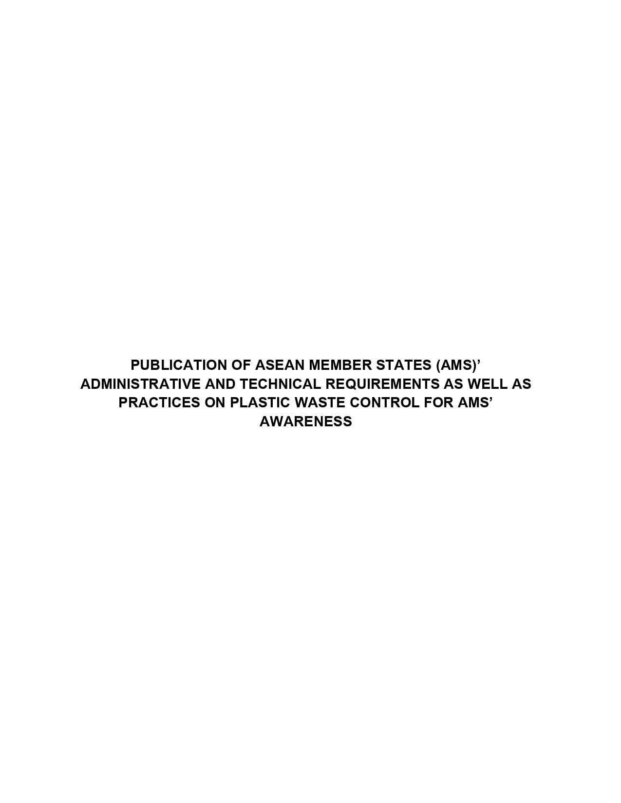 AMS Publication on Plastic Waste Control | MACCS